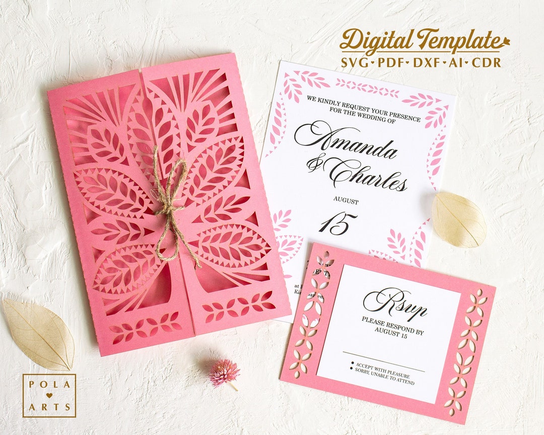 Wedding Invitation Template Svg, Gatefold Tree Invitation, Palm Tree ...