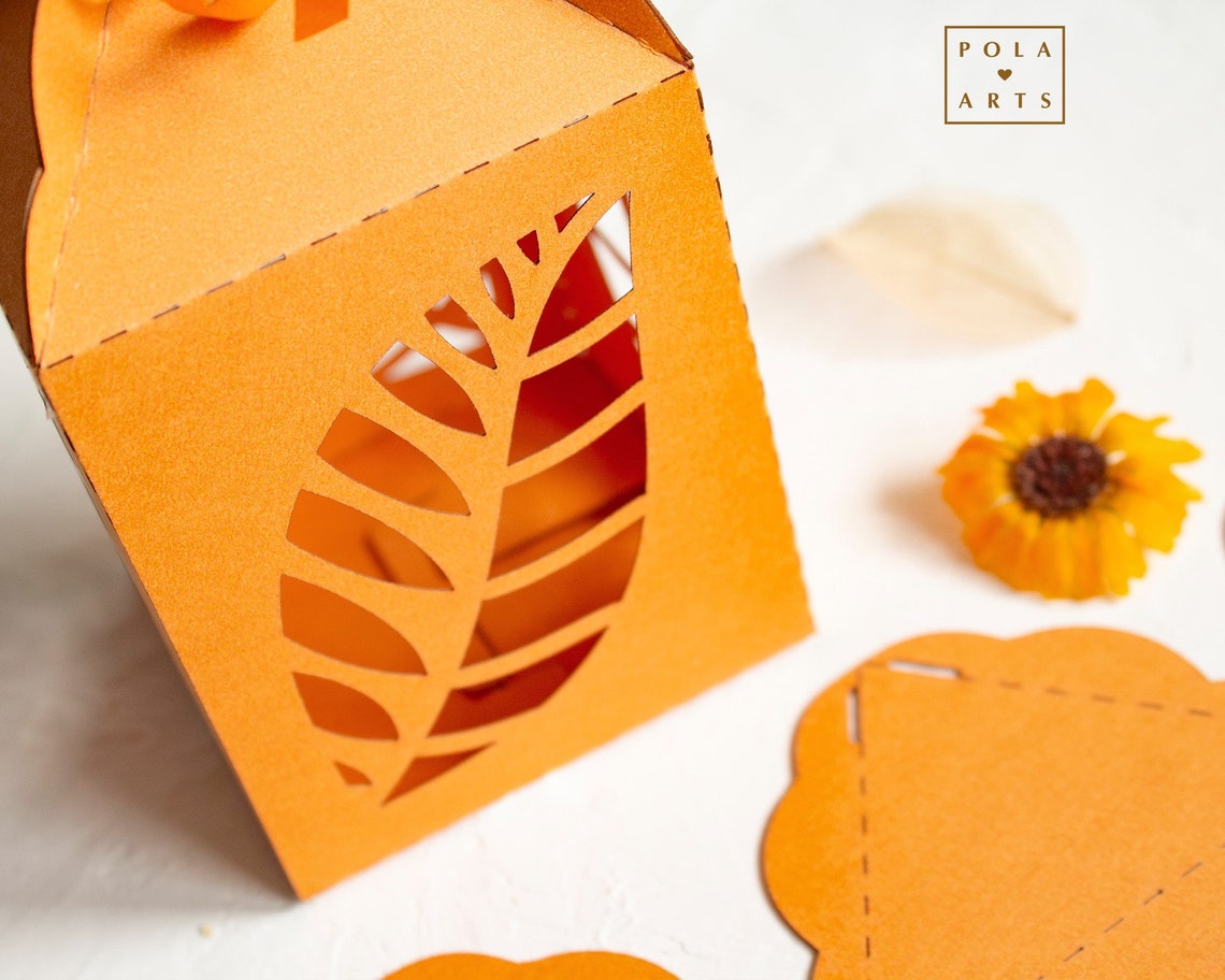 Fall Wedding Favor Box Template Svg, Autumn Dry Leaf Candy Thanksgiving ...