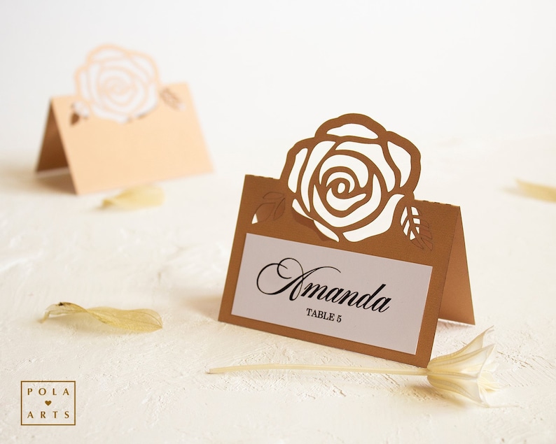 Rose Place Card Template Svg Wedding Table Card for for - Etsy