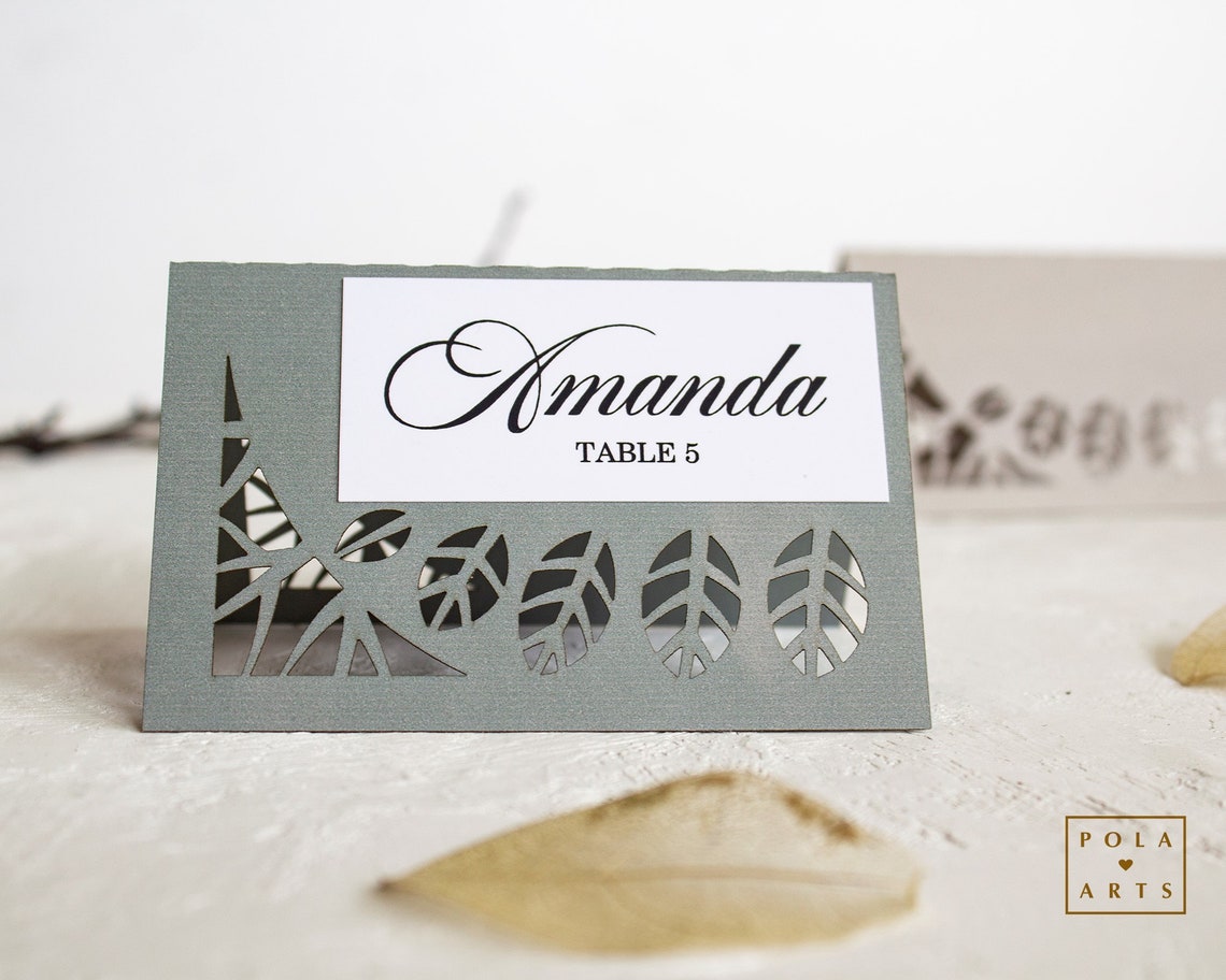 Dry Leaves Place Card Svg Template, Tree Branches Wedding Table Guest ...