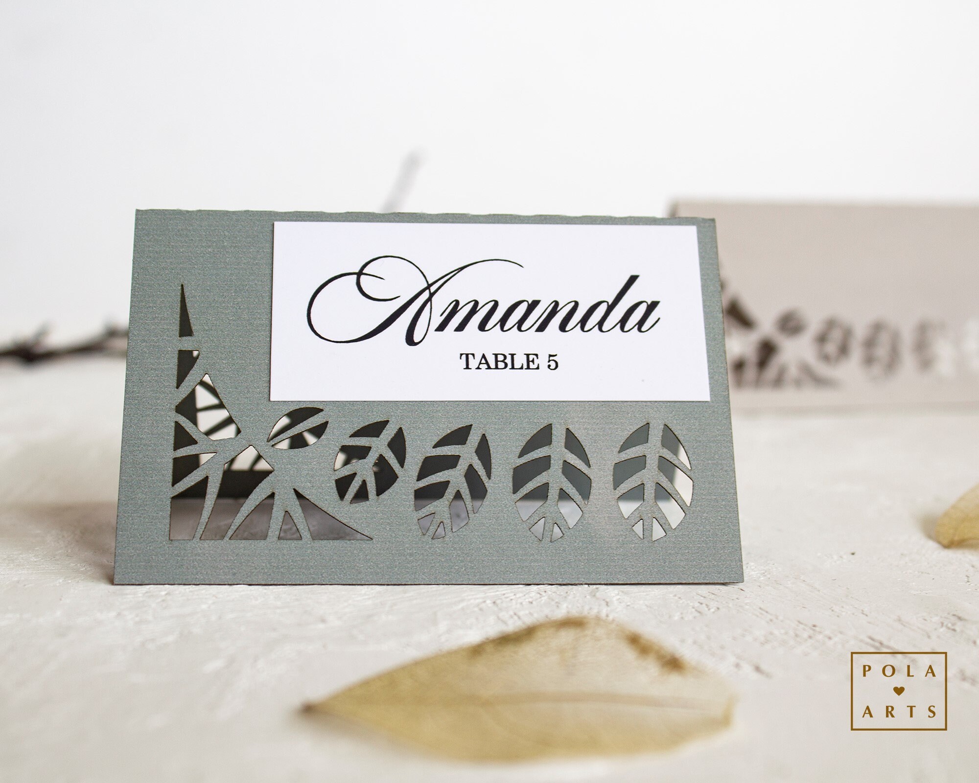Dry Leaves Place Card Svg Template, Tree Branches Wedding Table Guest ...