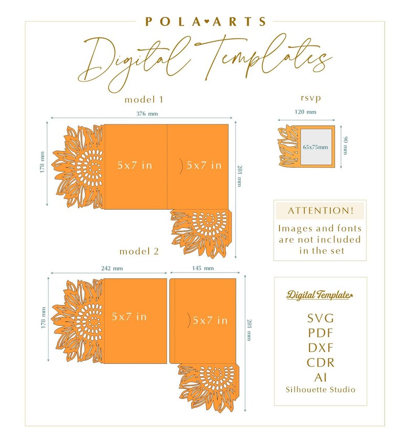 Sunflower Invitation Template Svg, 5x7 Wedding Trifold Envelope ...