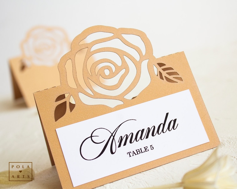 Rose Place Card Template Svg Wedding Table Card for for - Etsy