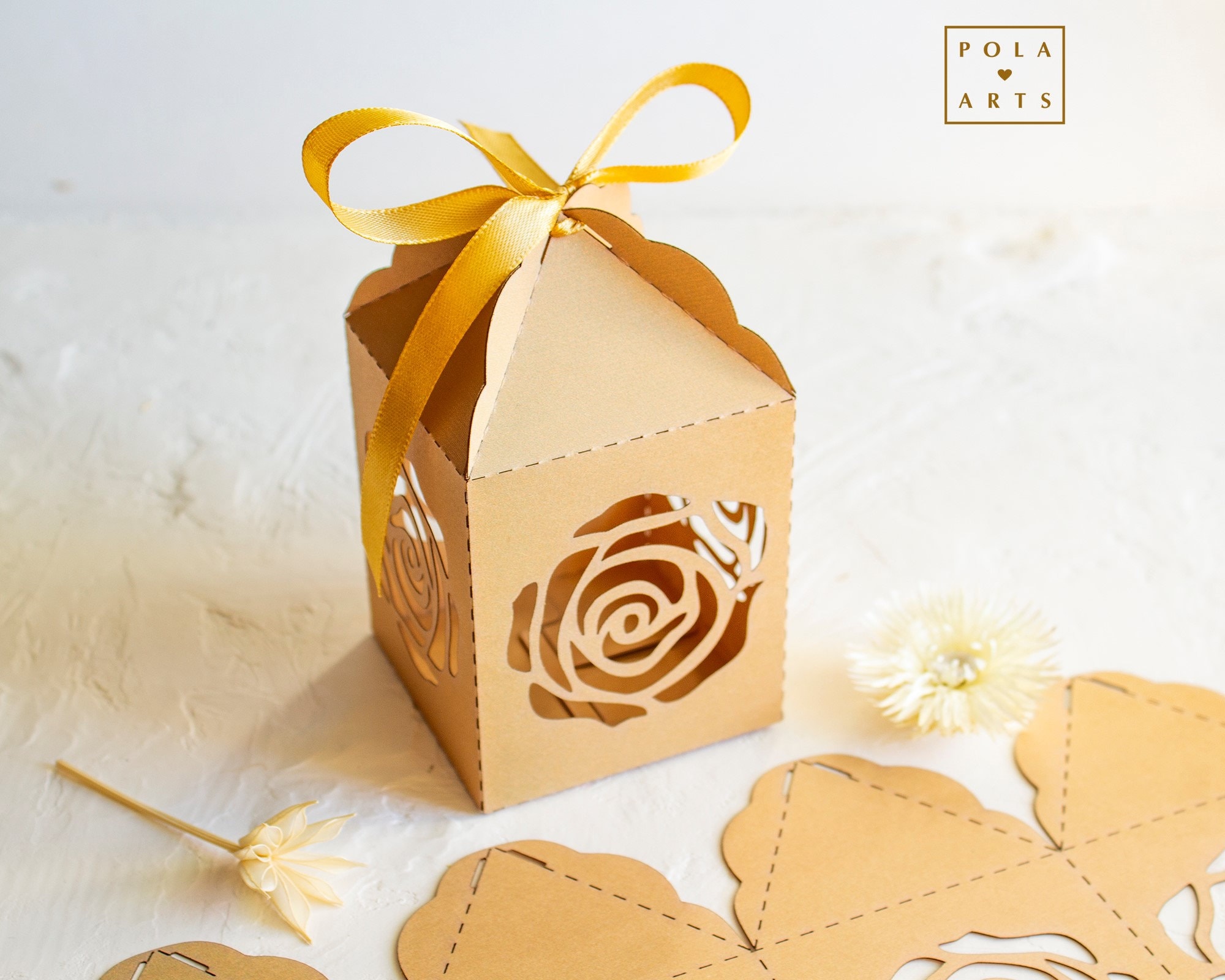Wedding Favor Roses Box Template Svg, Candy Gift Box for Cricut, Laser ...