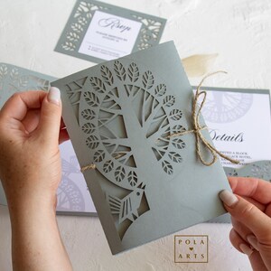 Wedding Tree Invitation Template SVG, Rustic Wedding, Trifold Branches ...