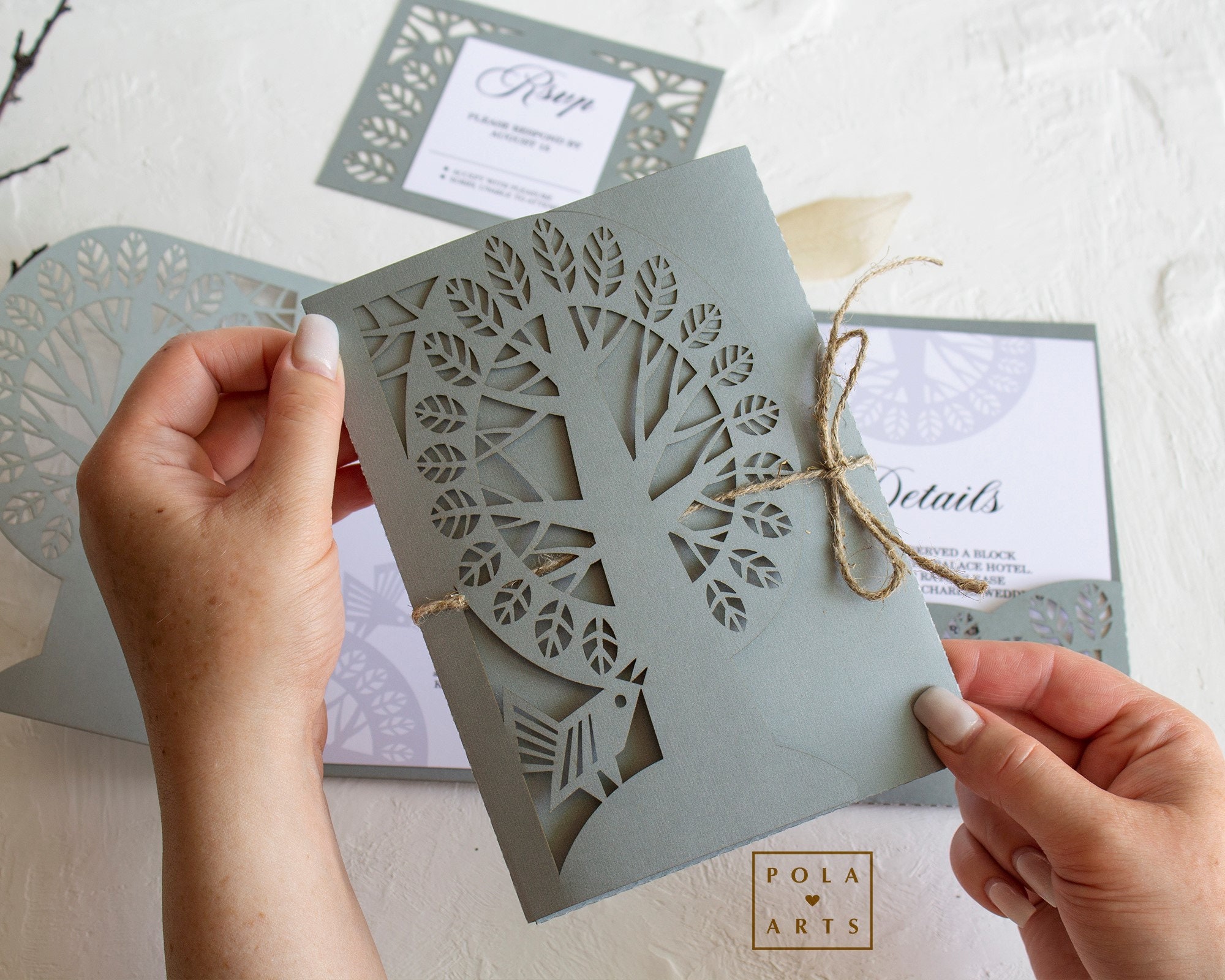 Wedding Tree Invitation Template SVG, Rustic Wedding, Trifold Branches ...