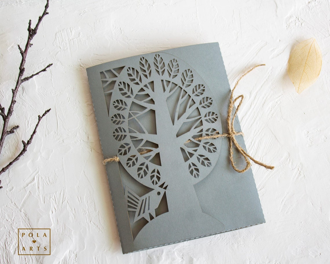 Wedding Tree Invitation Template SVG, Rustic Wedding, Trifold Branches ...