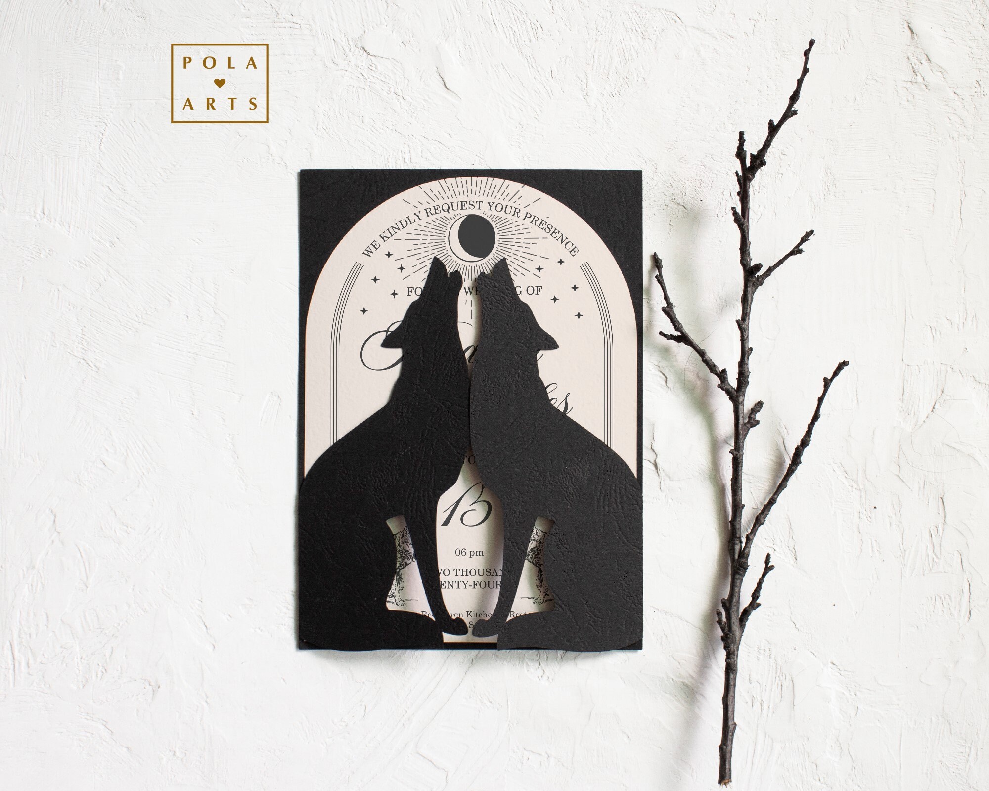 Gothic Wolf Invitation Template SVG, Wedding Wolves Gatefold Invite ...