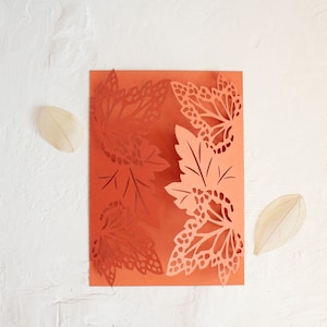 Dry Leaves Invitation SVG, Maple Leaf Autumn Wedding Invitation, Halloween Gatefold Invite Card ...