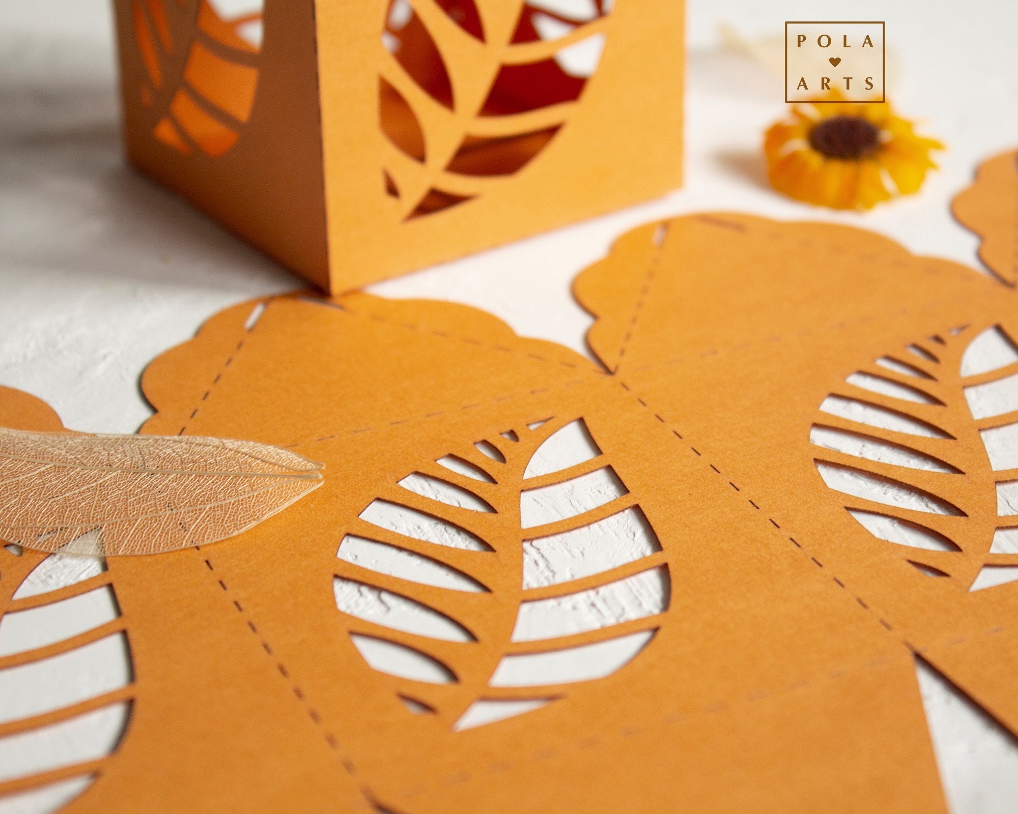 Fall Wedding Favor Box Template Svg, Autumn Dry Leaf Candy Thanksgiving ...