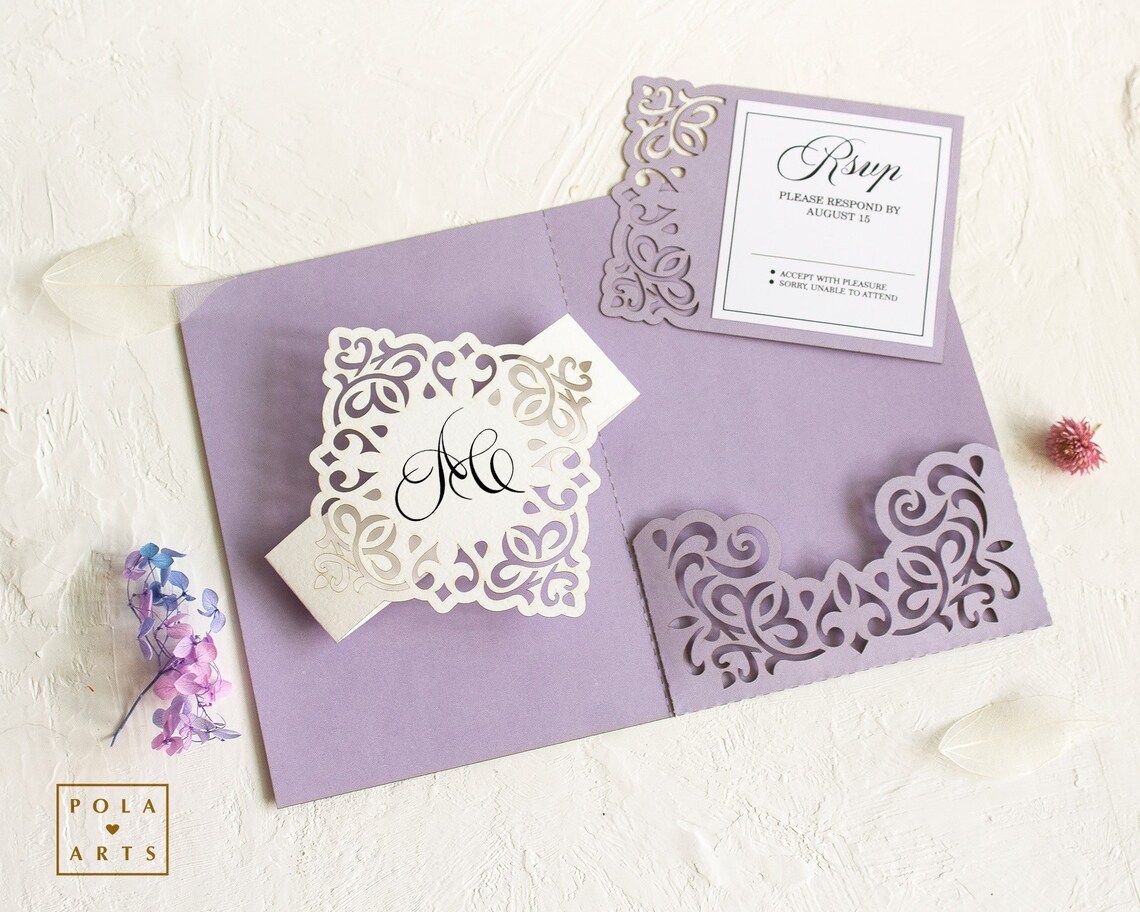 Vintage Lace Invitation Template SVG Belly Band, Rsvp Template, Elegant ...