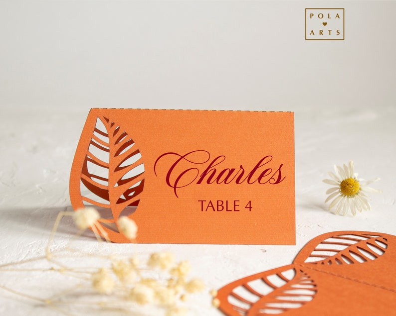Place Card Svg Template Fall Wedding Dry Leaf Autumn Escort - Etsy