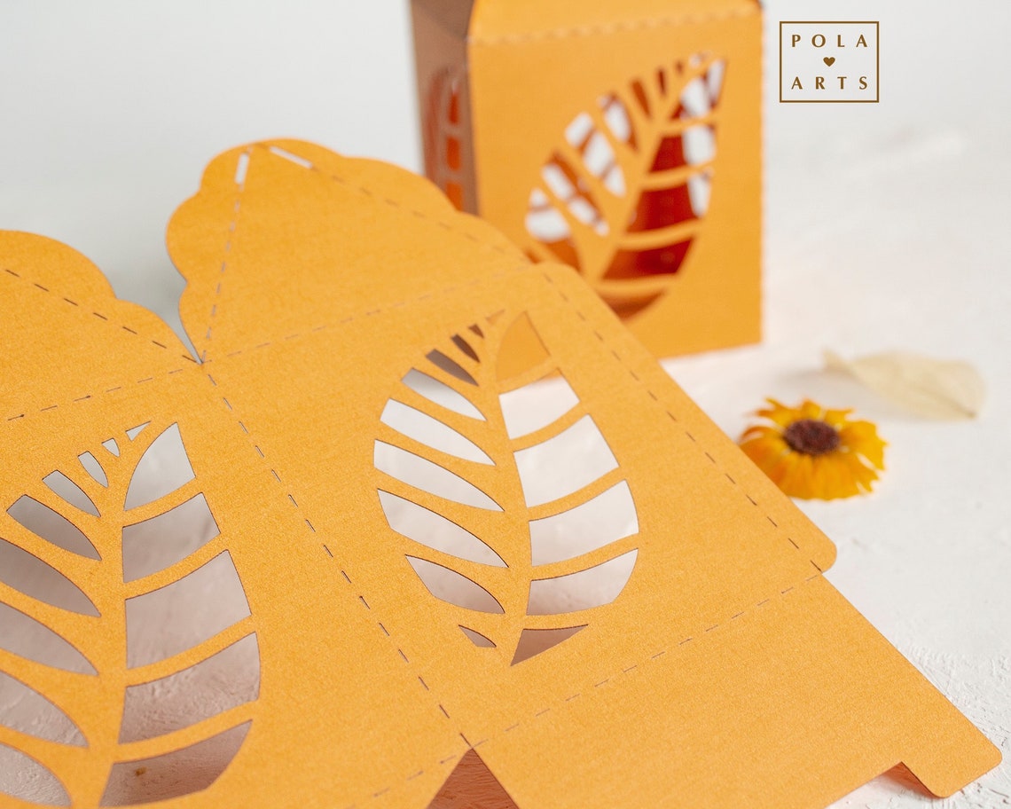 Fall Wedding Favor Box Template Svg, Autumn Dry Leaf Candy Thanksgiving ...