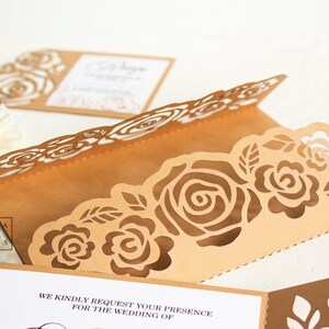Roses Invitation Template Svg, Rose Rsvp Card, Flowers Wedding Folding ...