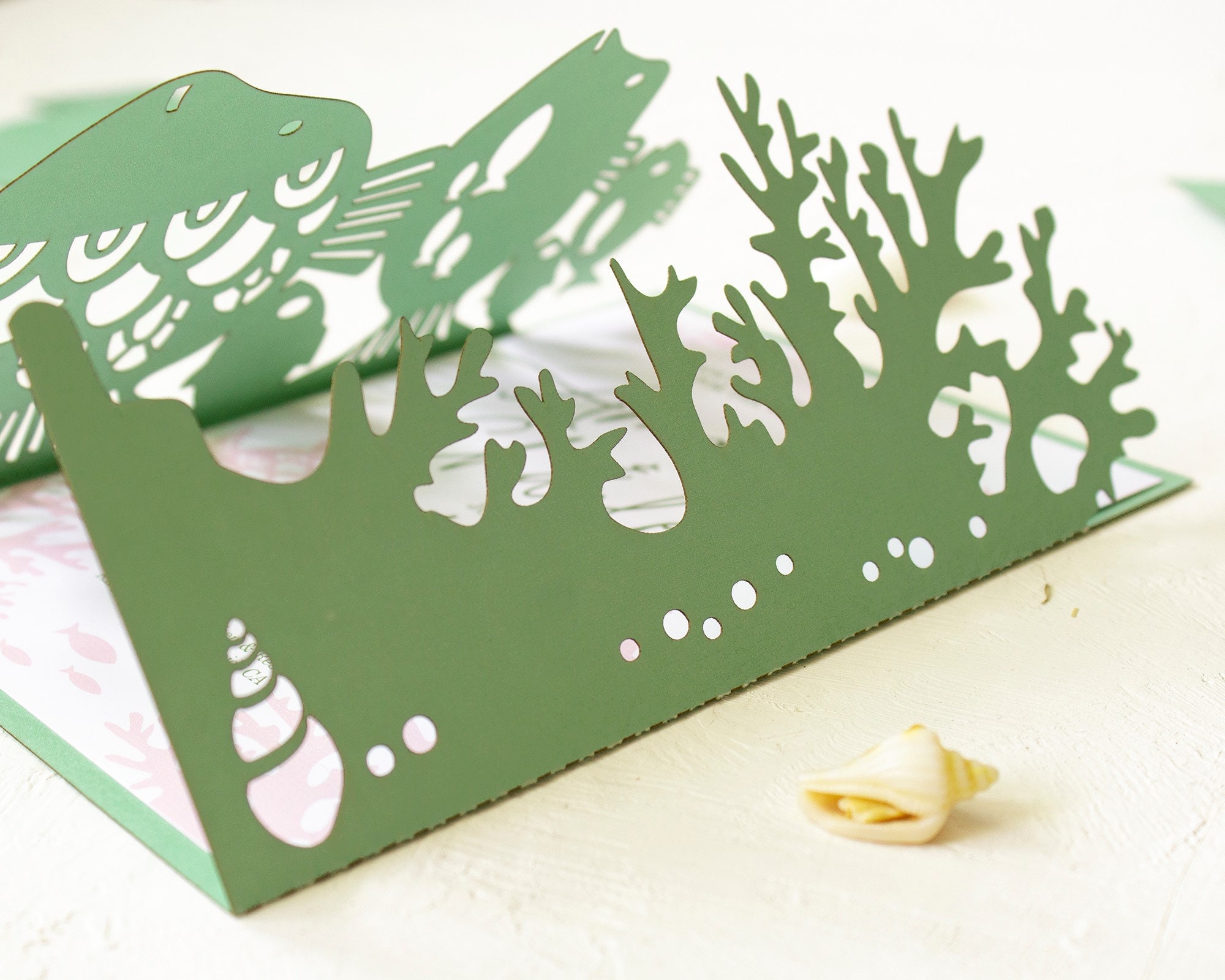 Sea Wedding Set Invitation Template Svg, Coral Reef With Fish Envelope ...