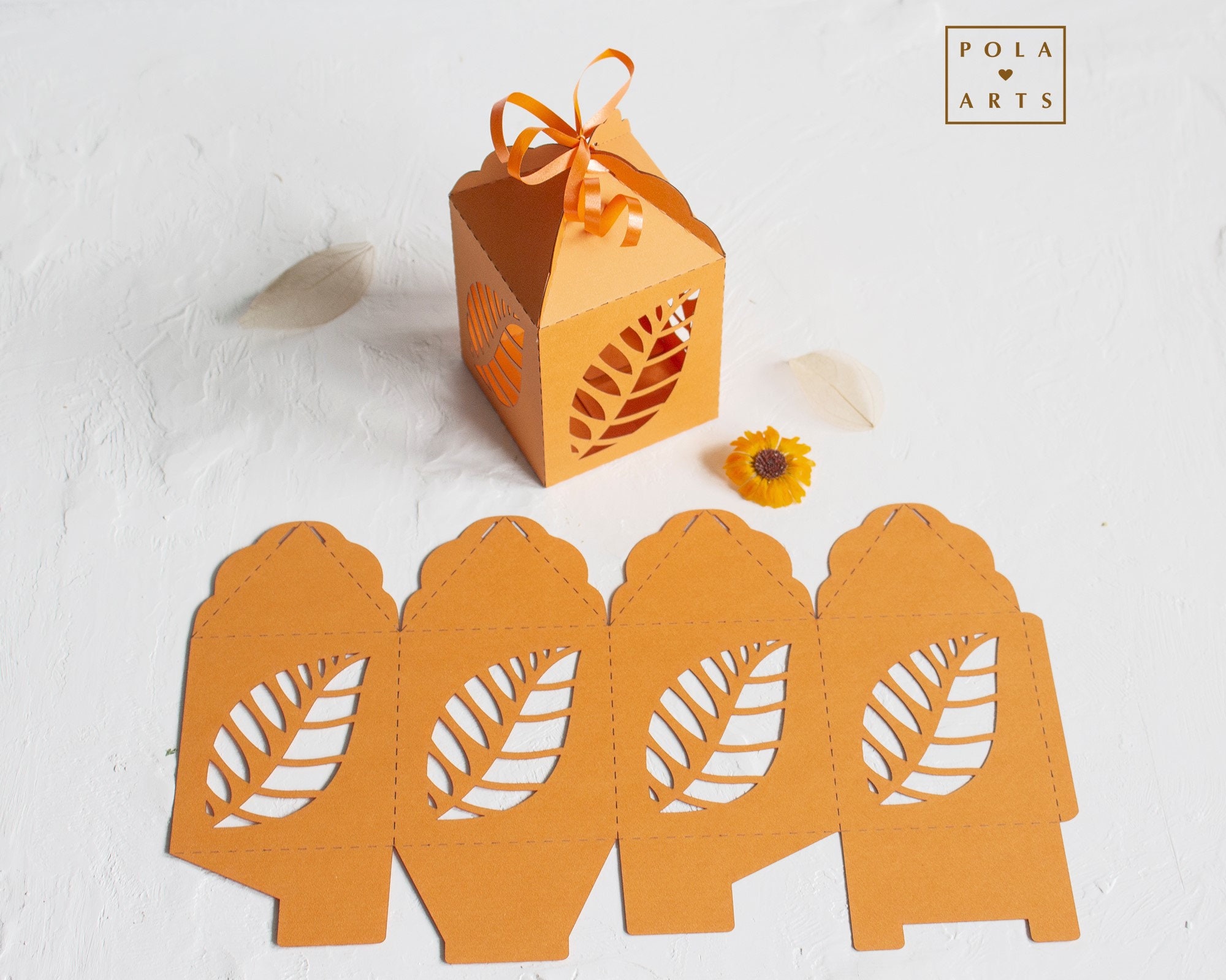 Fall Wedding Favor Box Template Svg, Autumn Dry Leaf Candy Thanksgiving ...