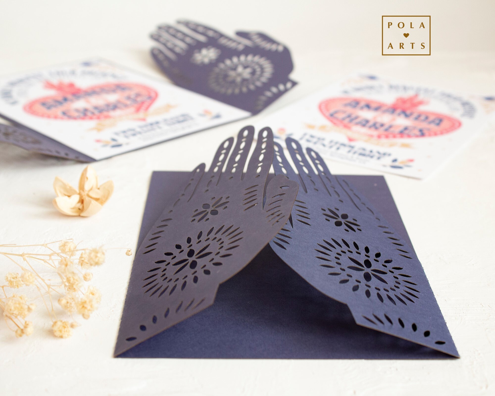 Wedding Invitation Template Svg, Hands Gatefold Invite Card, Mehendi ...