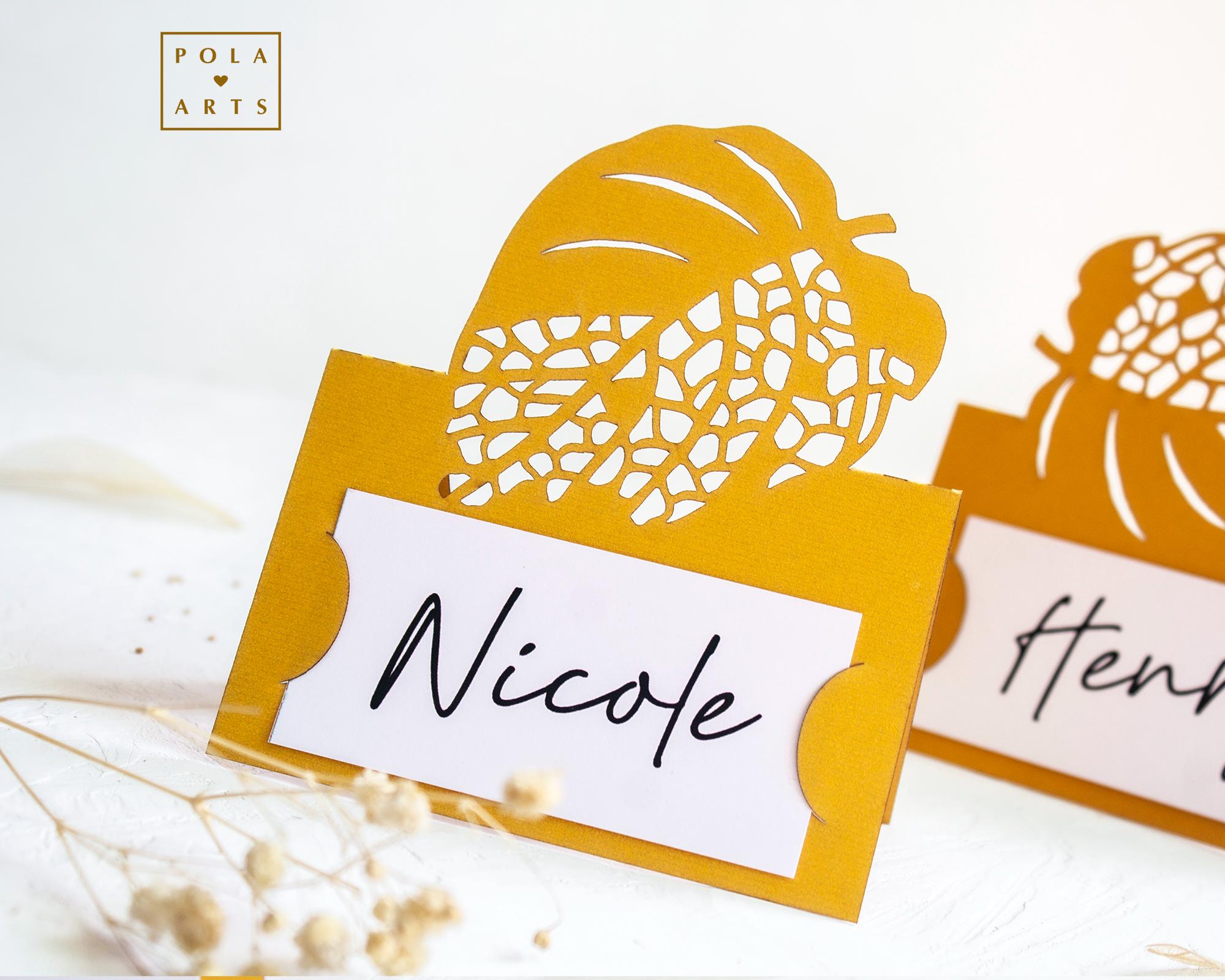 Fall Wedding Place Cards SVG, Dry Leaf Table Decor Escort Card, Two ...