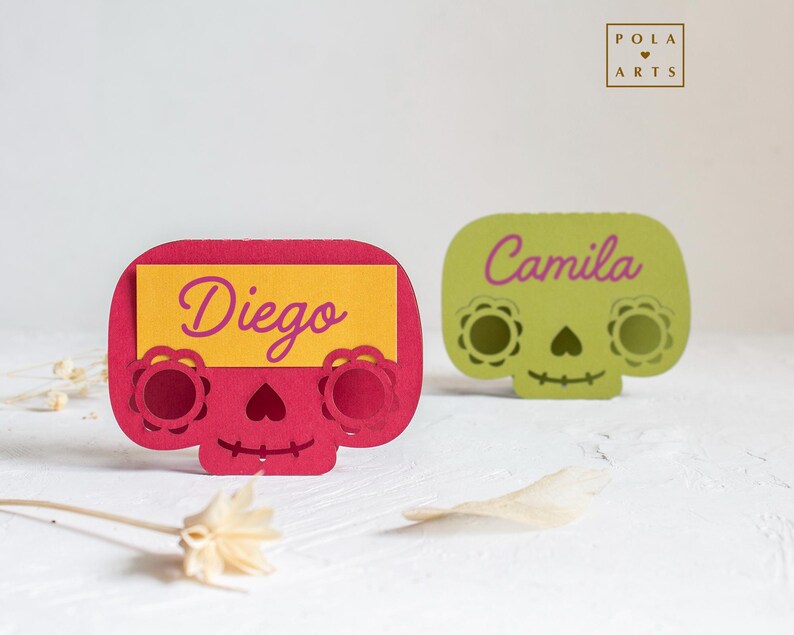 Mexican Skull Place Card SVG, Fiesta Escort Table Halloween Card, Día ...