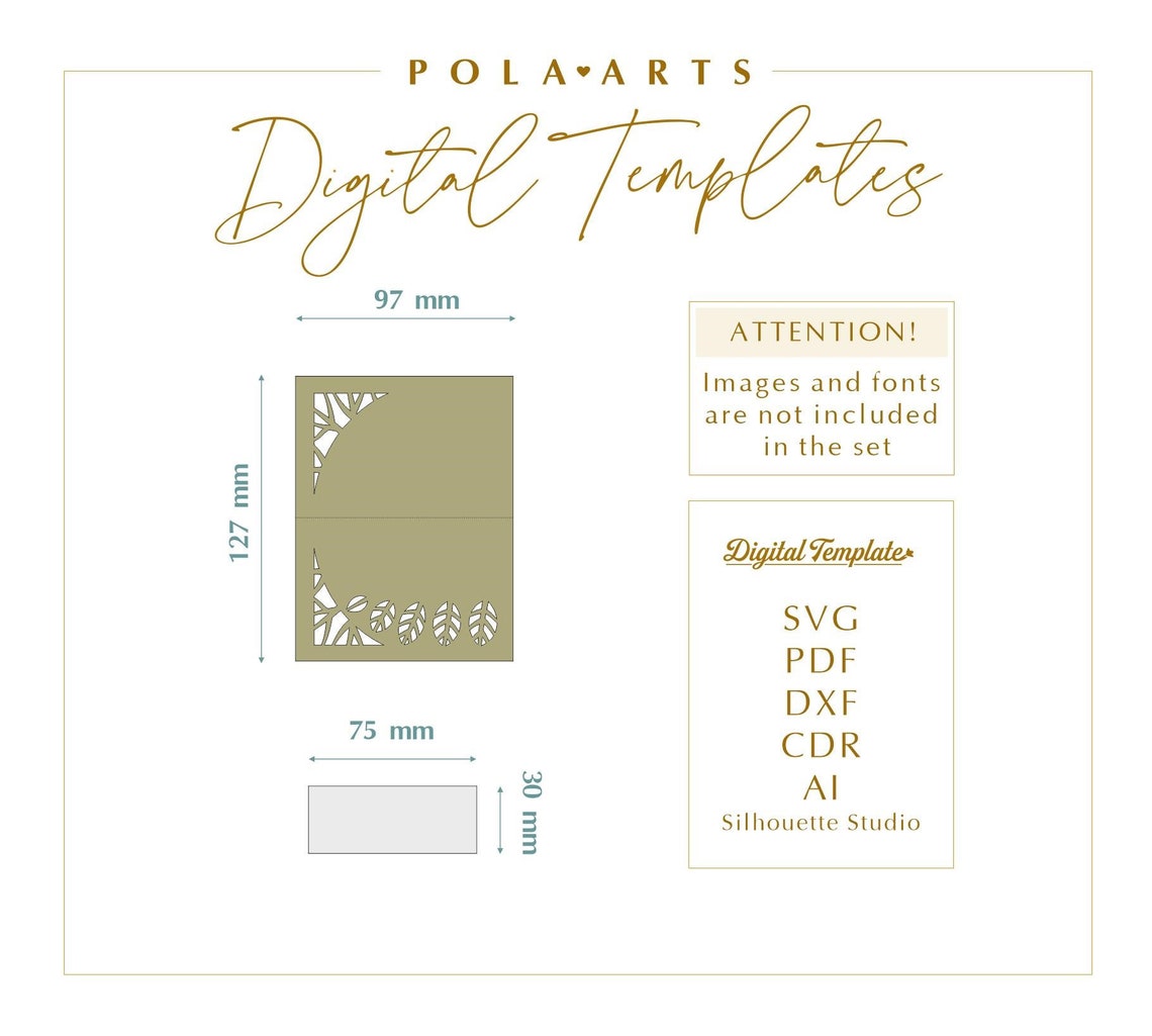 Dry Leaves Place Card Svg Template, Tree Branches Wedding Table Guest ...