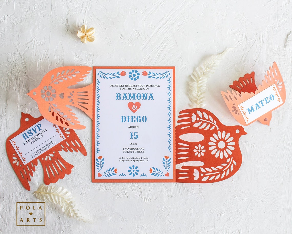 Mexican Birds Invitation Template Svg, Flower Wedding Set, Rsvp Bird ...
