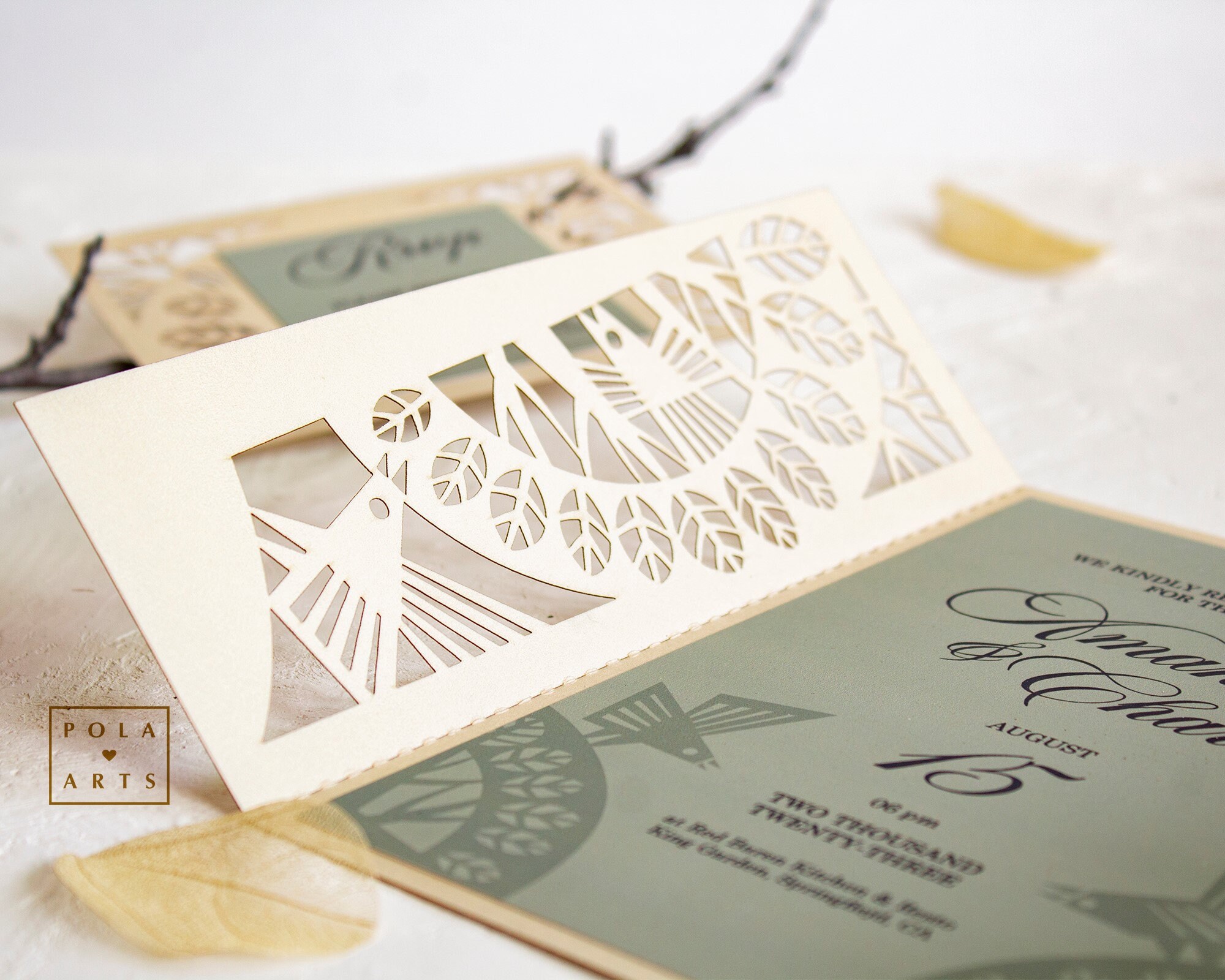 Folk Invitation Template SVG, Rustic Wedding, Tree Folding Branches ...