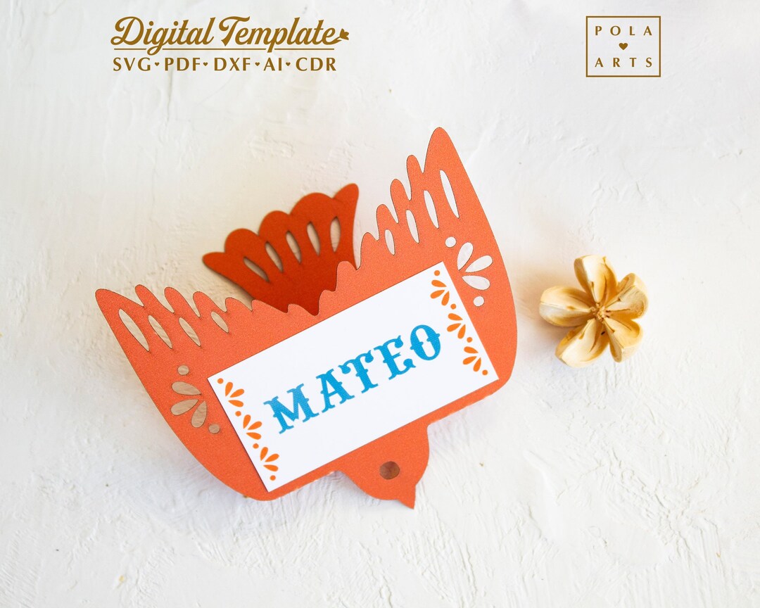 Bird Place Card Template Svg, Mexican Picado Wedding Guest Card, Table ...