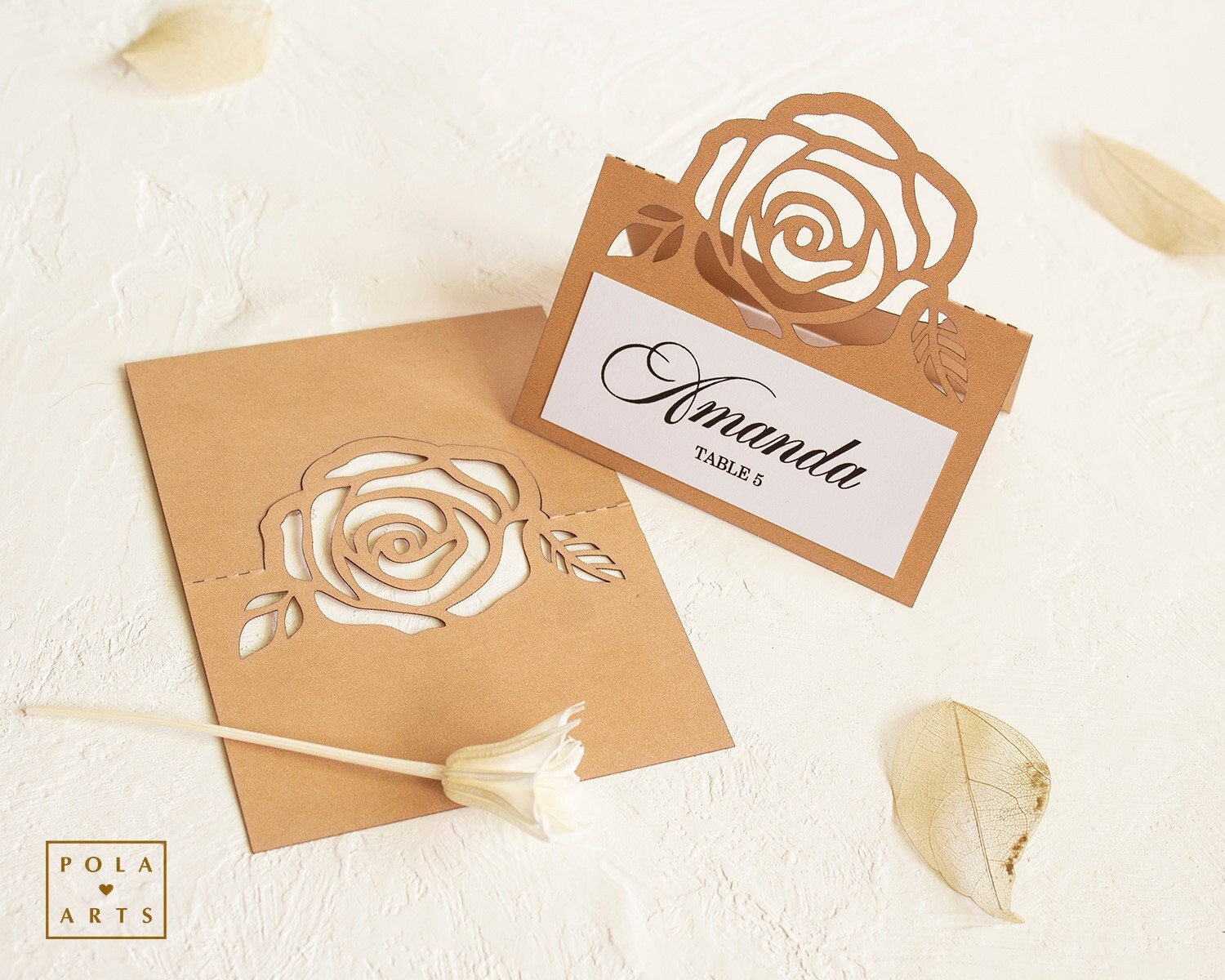 Rose Place Card Template Svg, Wedding Table Card for for Cricut, Laser ...