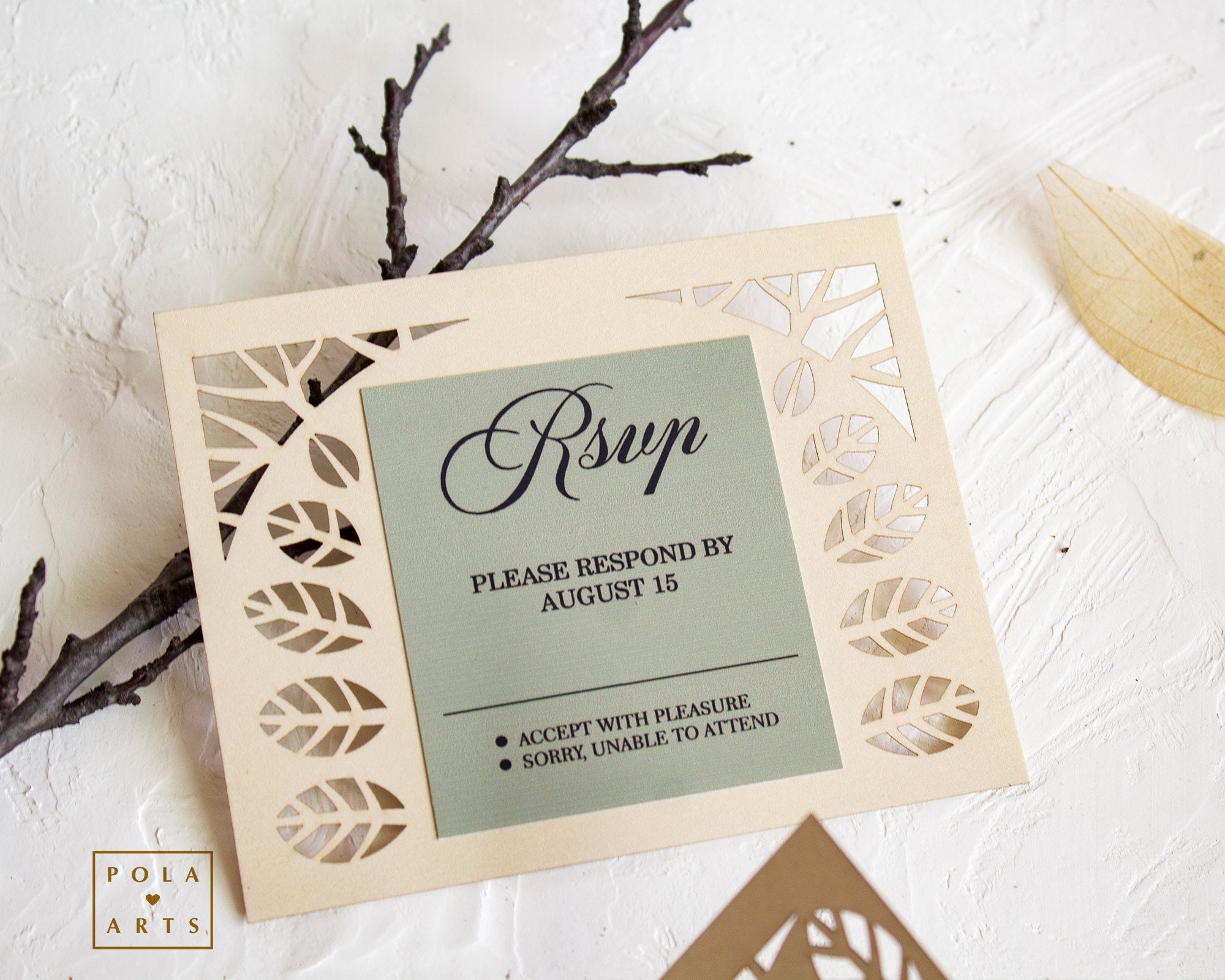 Folk Invitation Template SVG, Rustic Wedding, Tree Folding Branches ...