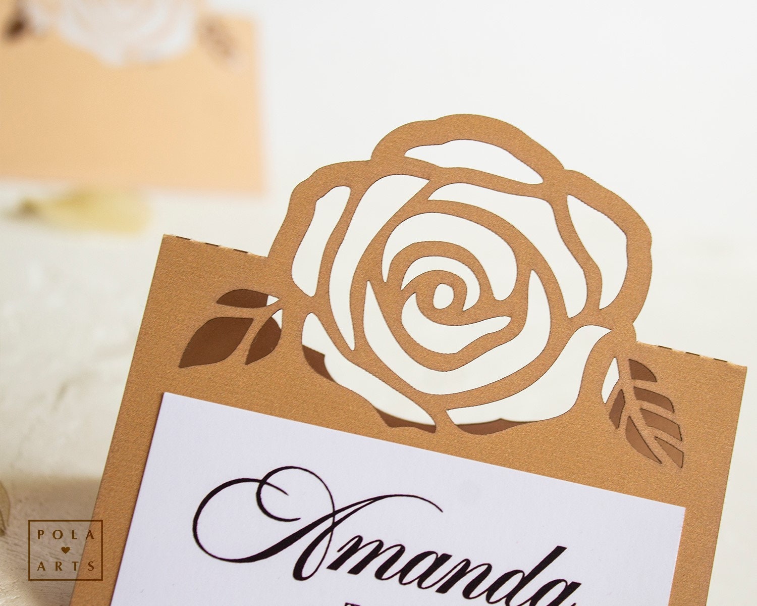 Rose Place Card Template Svg, Wedding Table Card for for Cricut, Laser ...