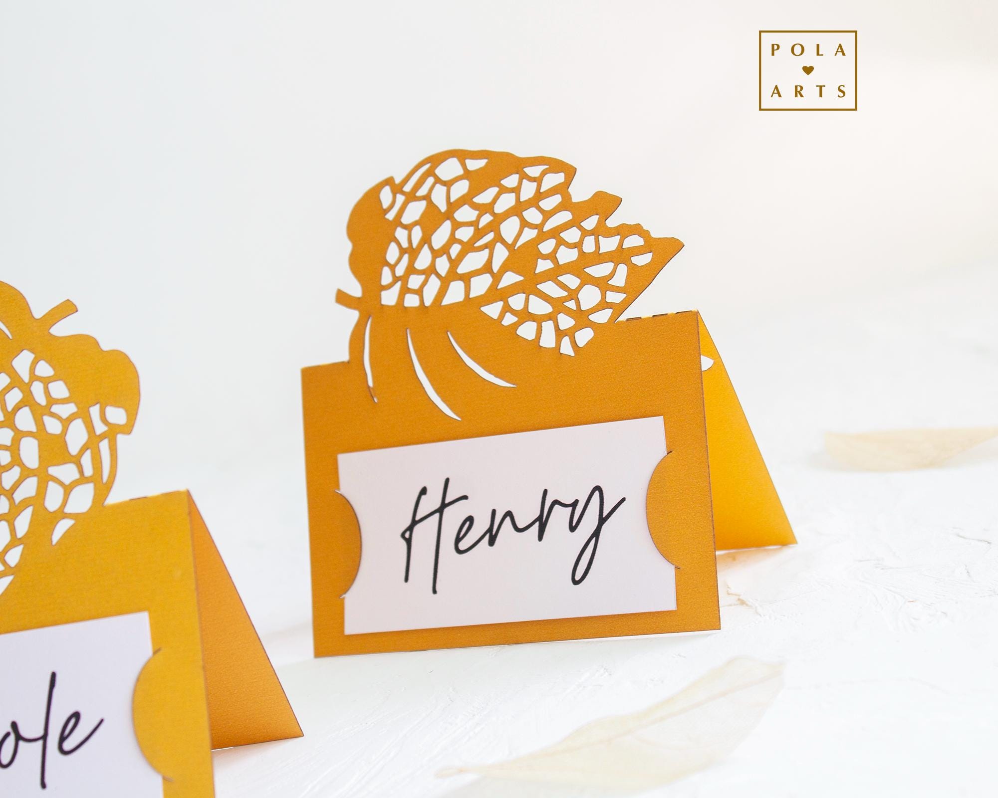 Fall Wedding Place Cards SVG, Dry Leaf Table Decor Escort Card, Two ...