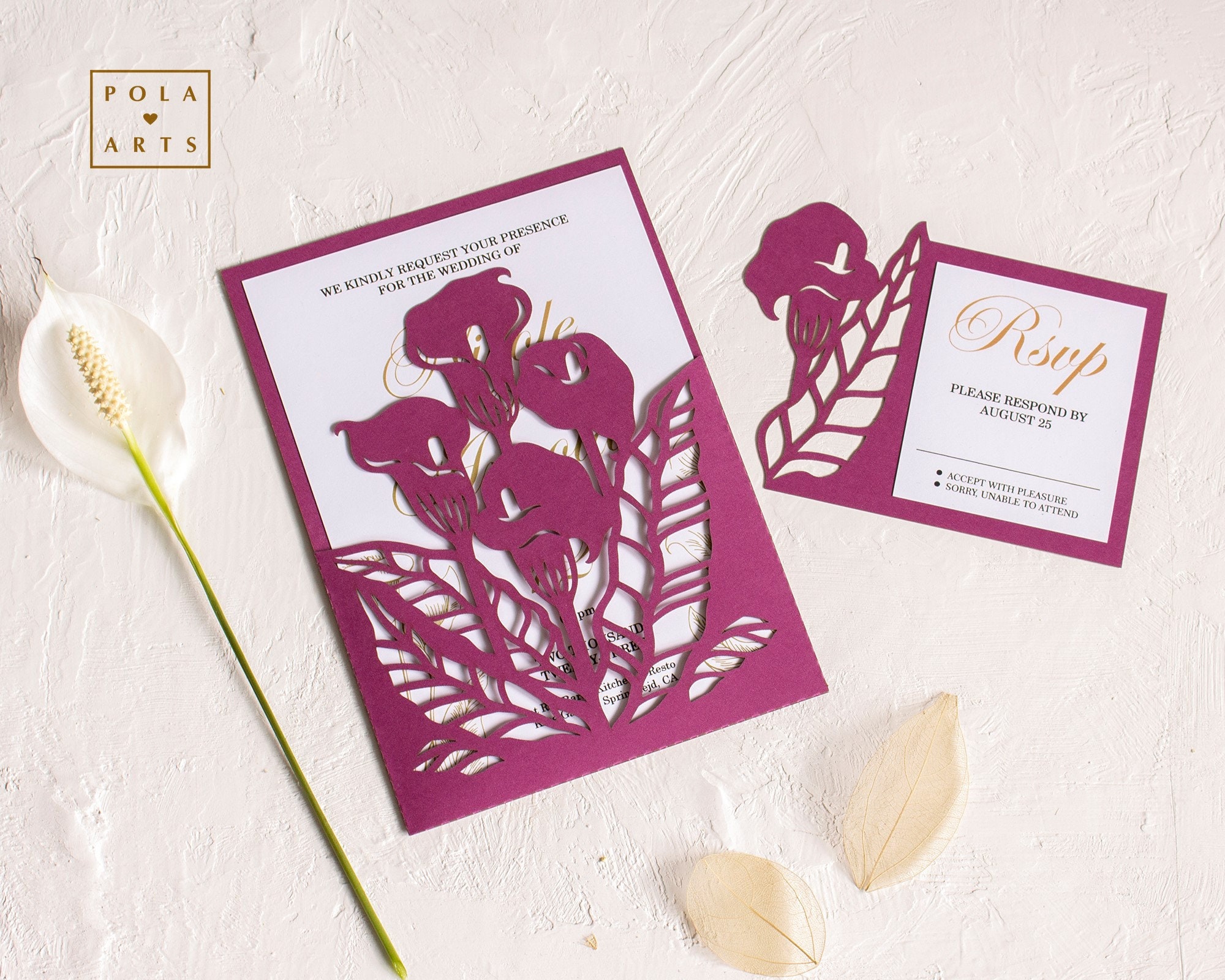 Calla Lilies Invitation Template Svg Flowers Invitation - Etsy