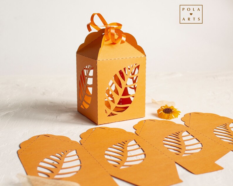 Fall Wedding Favor Box Template Svg, Autumn Dry Leaf Candy Thanksgiving ...