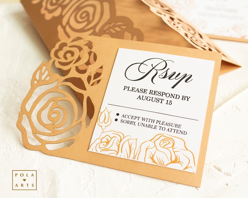 Roses Invitation Template Svg, Rose Rsvp Card, Flowers Wedding Folding Invitation for Cricut ...