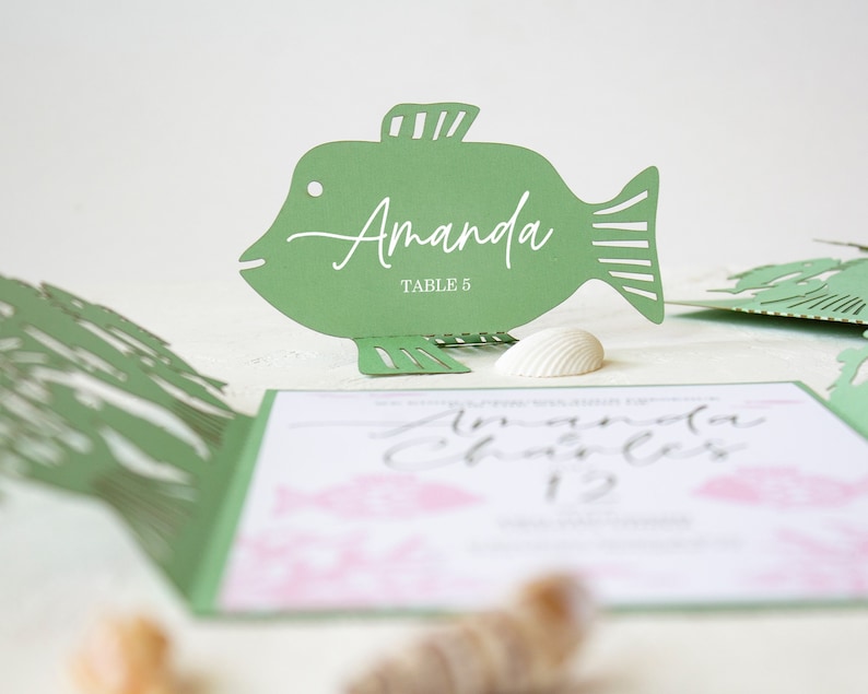 Sea Wedding Set Invitation Template Svg, Coral Reef With Fish Envelope ...