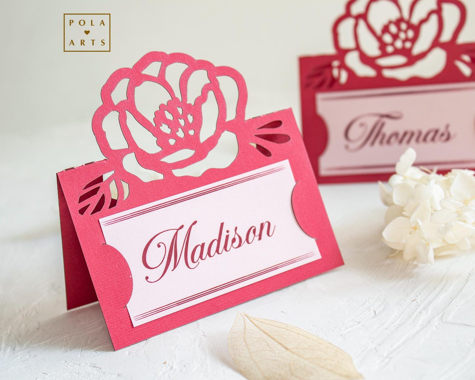 Flower Wedding Place Card SVG, Roses Escort Table Card Template for ...