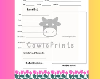 Printable Back to School Interview, Kids First and Last Day of School ...