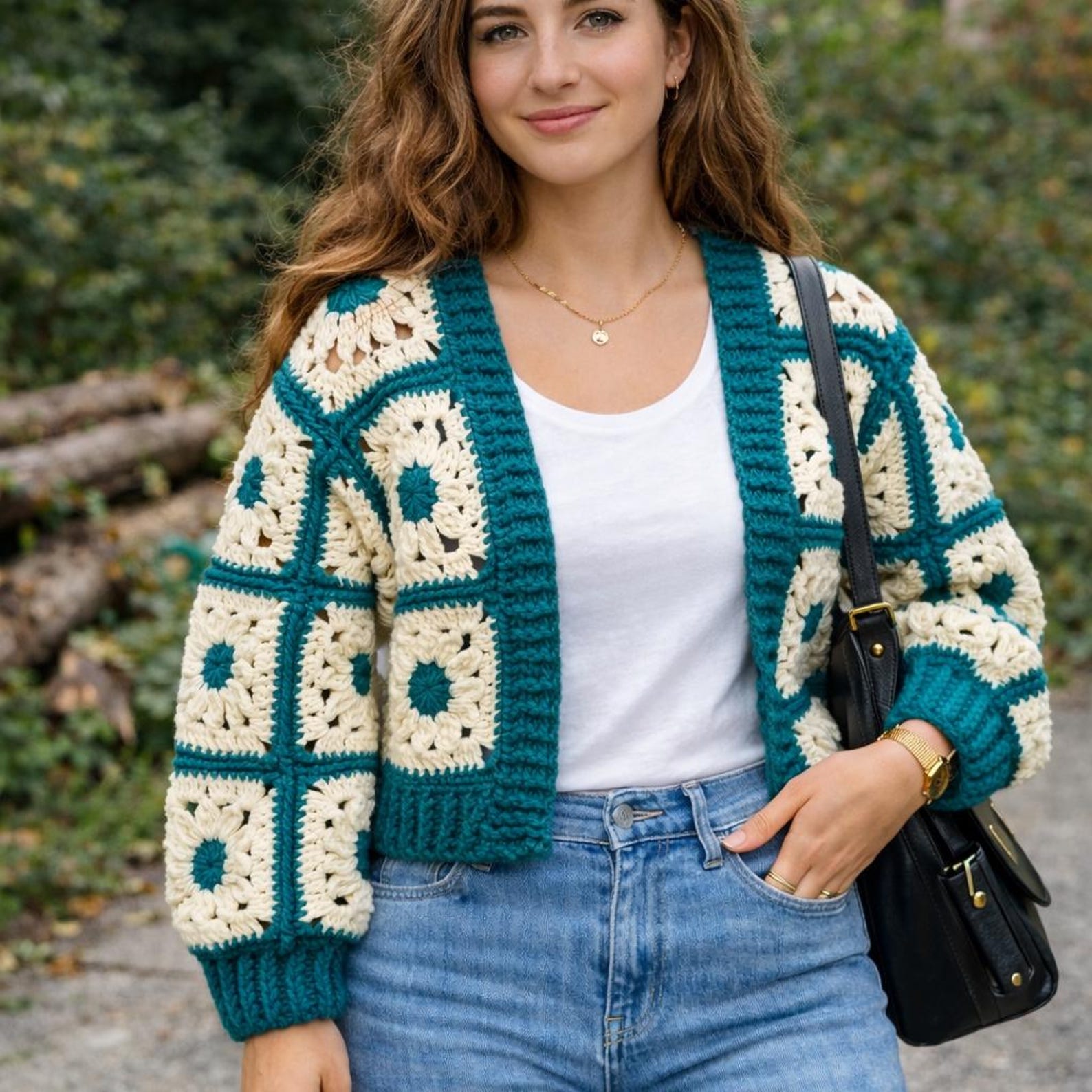 Vintage Inspired Daisy Flower Crochet Cardigan - Handcrafted Spring ...