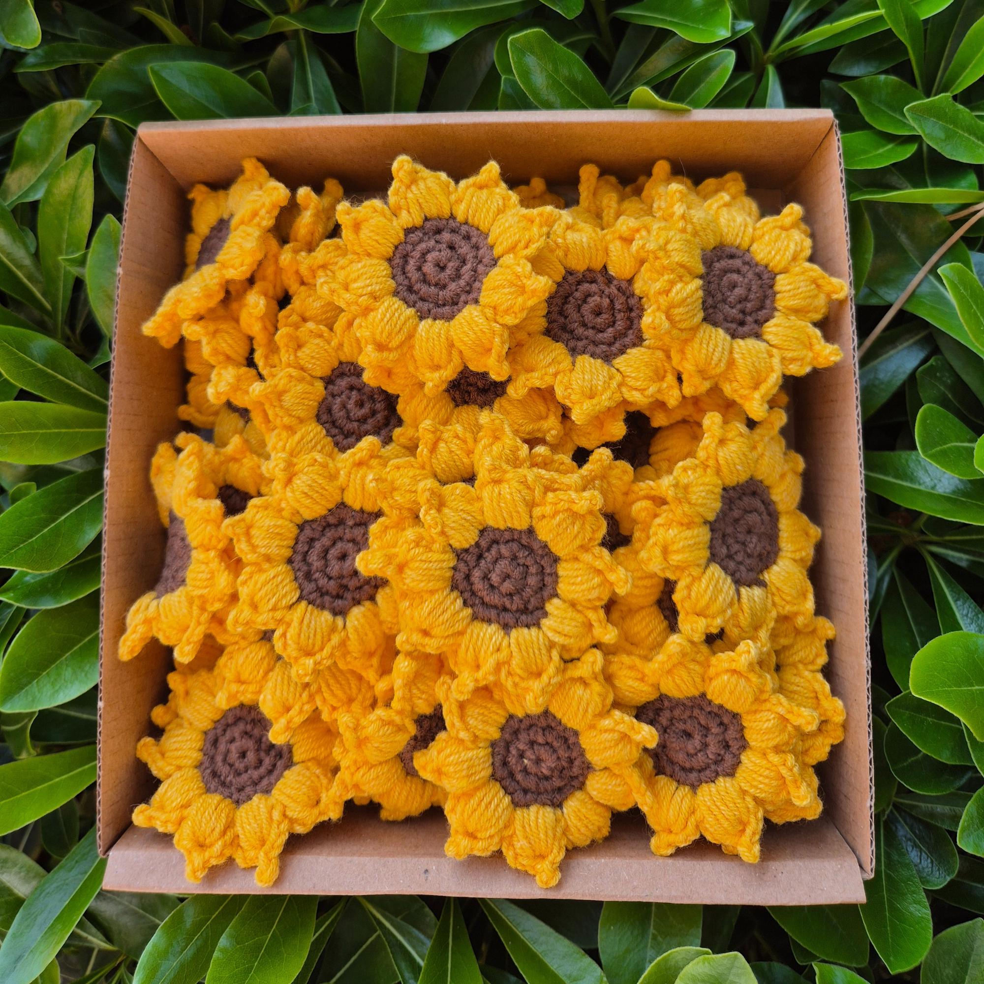 Crochet Sunflower Applique – Handmade Yellow Flower Patch for DIY ...