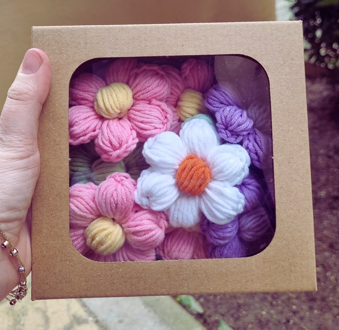 Handmade Puff Daisy Flower Appliqués – Decorative Crochet Flower for ...