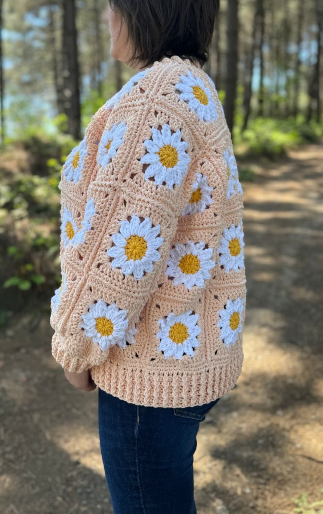 Pastel Perfection: Daisy Flower Crochet Cardigan - Etsy