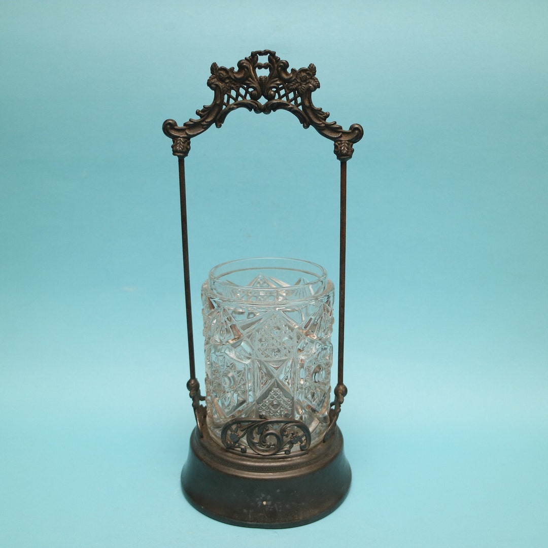 Antique Victorian Fancy Ornate Pickle Castor Clear Glass Insert Meriden ...