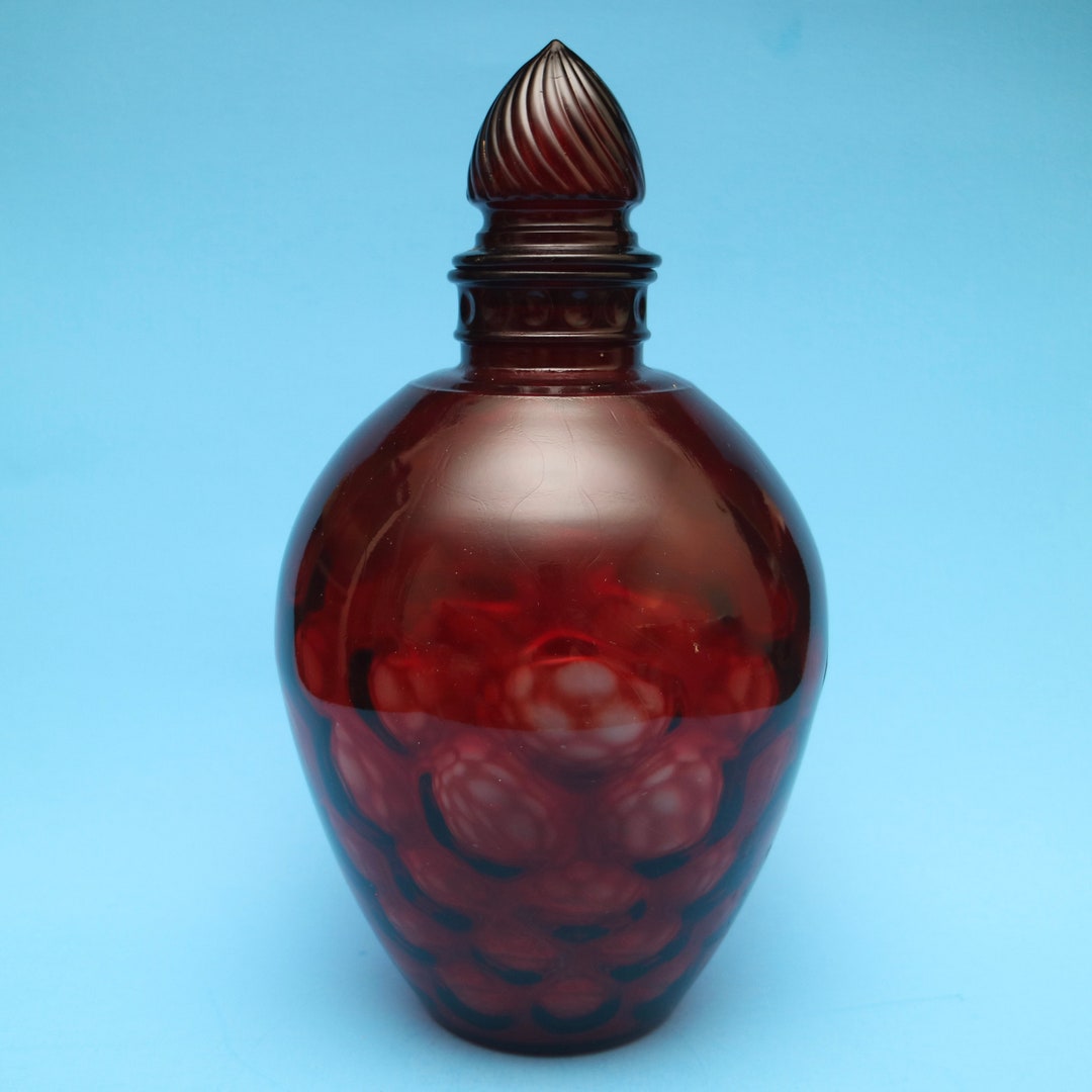 Vintage Wheaton Ruby Glass Reverse Honeycomb Decanter W/ Stopper in ...