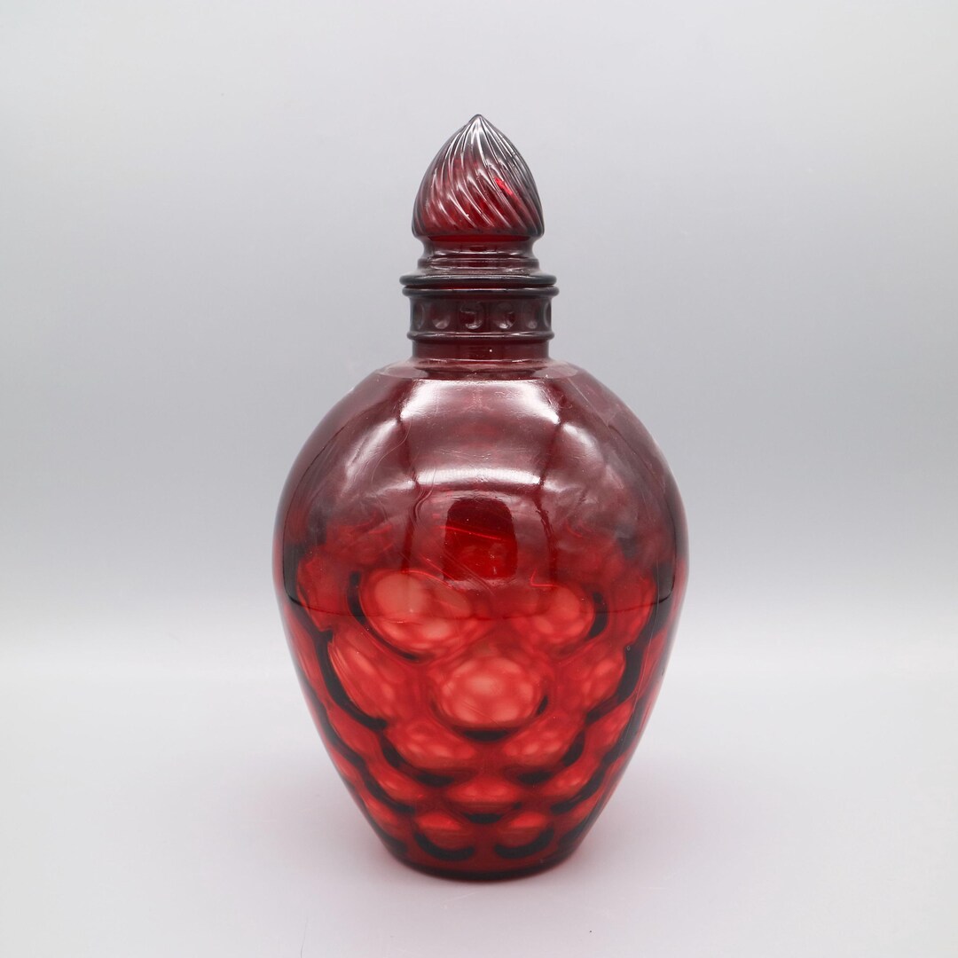 Vintage Wheaton Ruby Glass Reverse Honeycomb Decanter W/ Stopper in ...