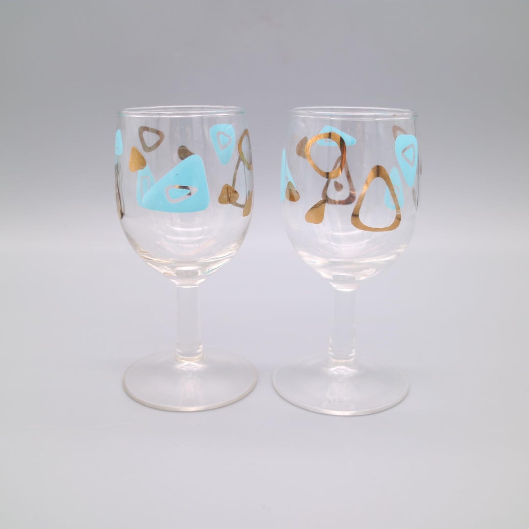 Vintage Federal Glass Capri Atomic Amoeba Boomerang Brandy Glasses ...