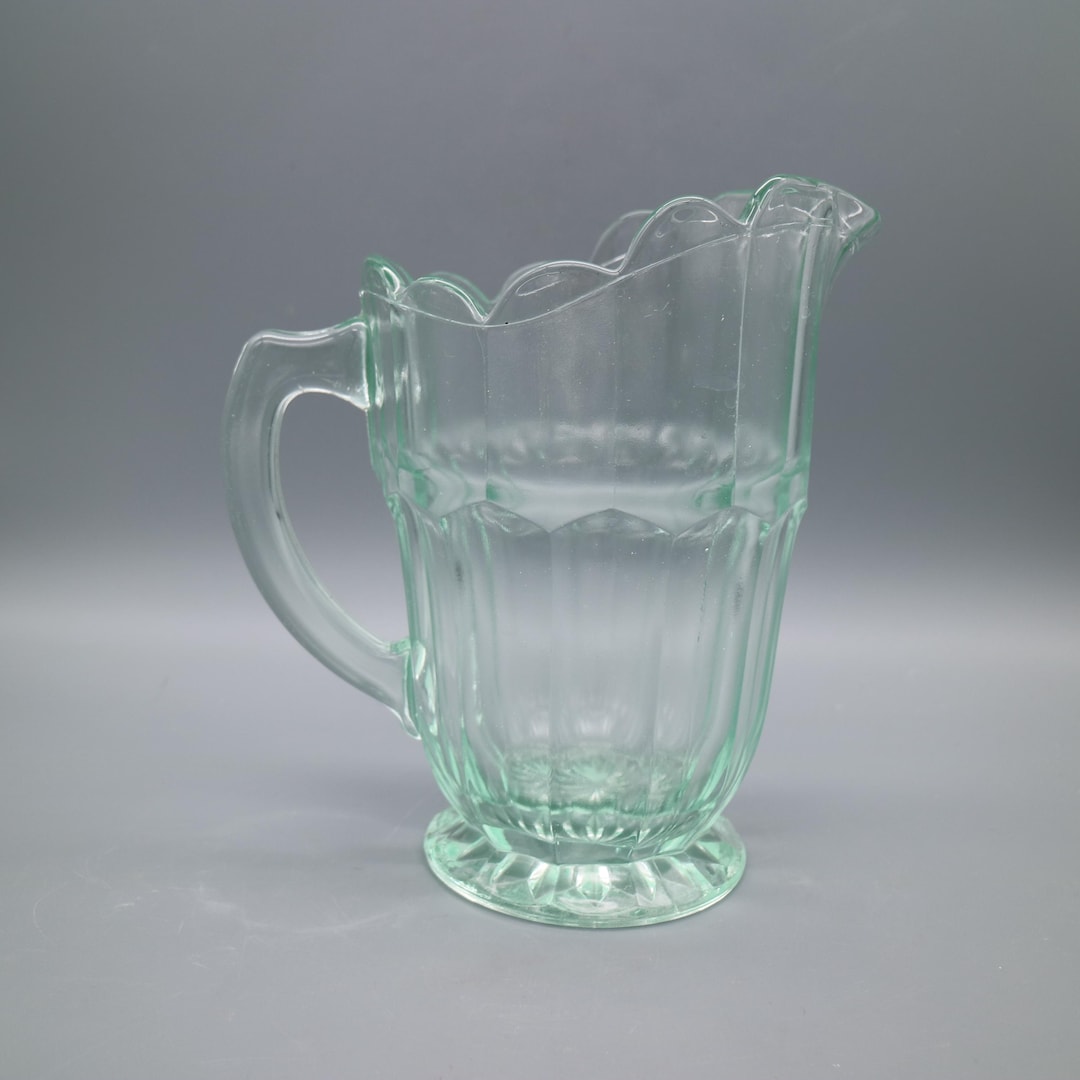Antique Pale Turquoise EAPG Glass Full-sized Water Pitcher Beveled ...