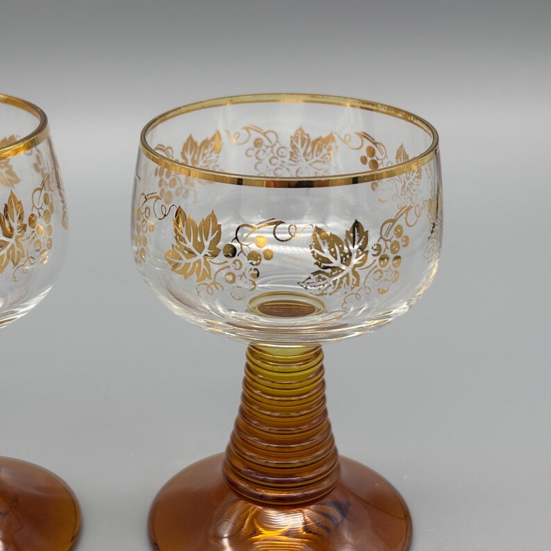 Vintage Luminarc France Amber Beehive Stem Romer Wine Glasses Set of 2 ...