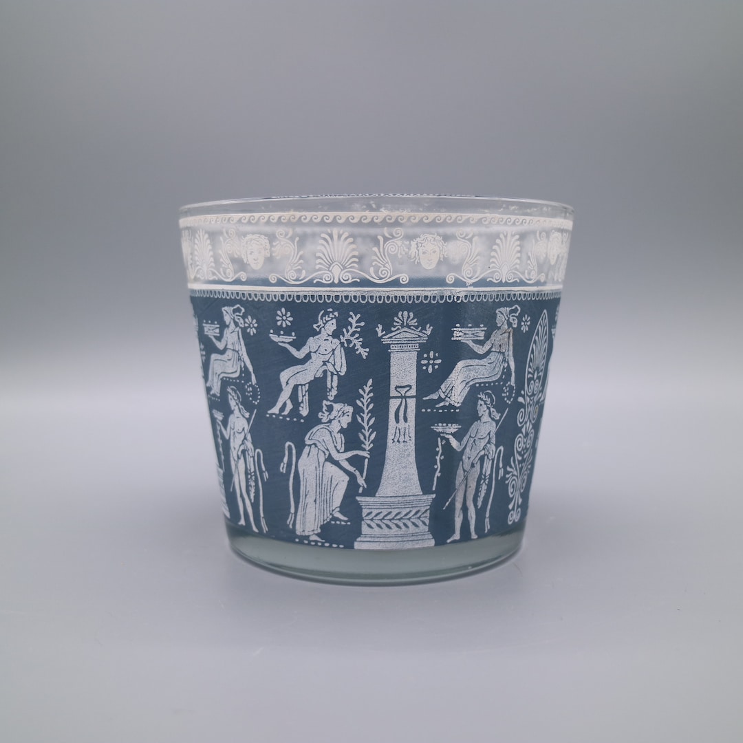 Jeanette Glass Wedgwood Style Grecian Blue Hellenic Glass Ice Bucket - Etsy