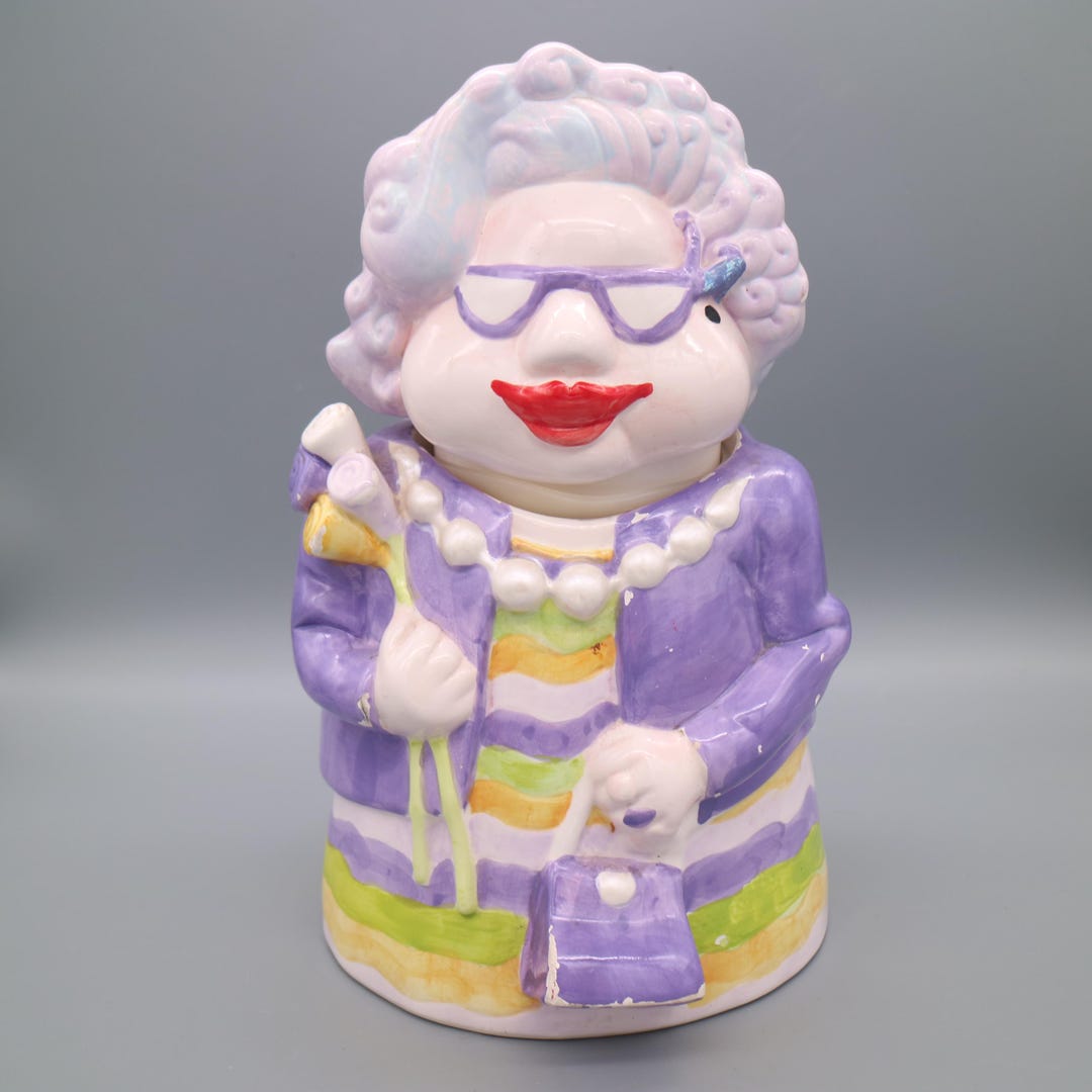 Treasure Craft Vintage Cookie Jar Dame Edna W/ Purse and Flowers - Etsy
