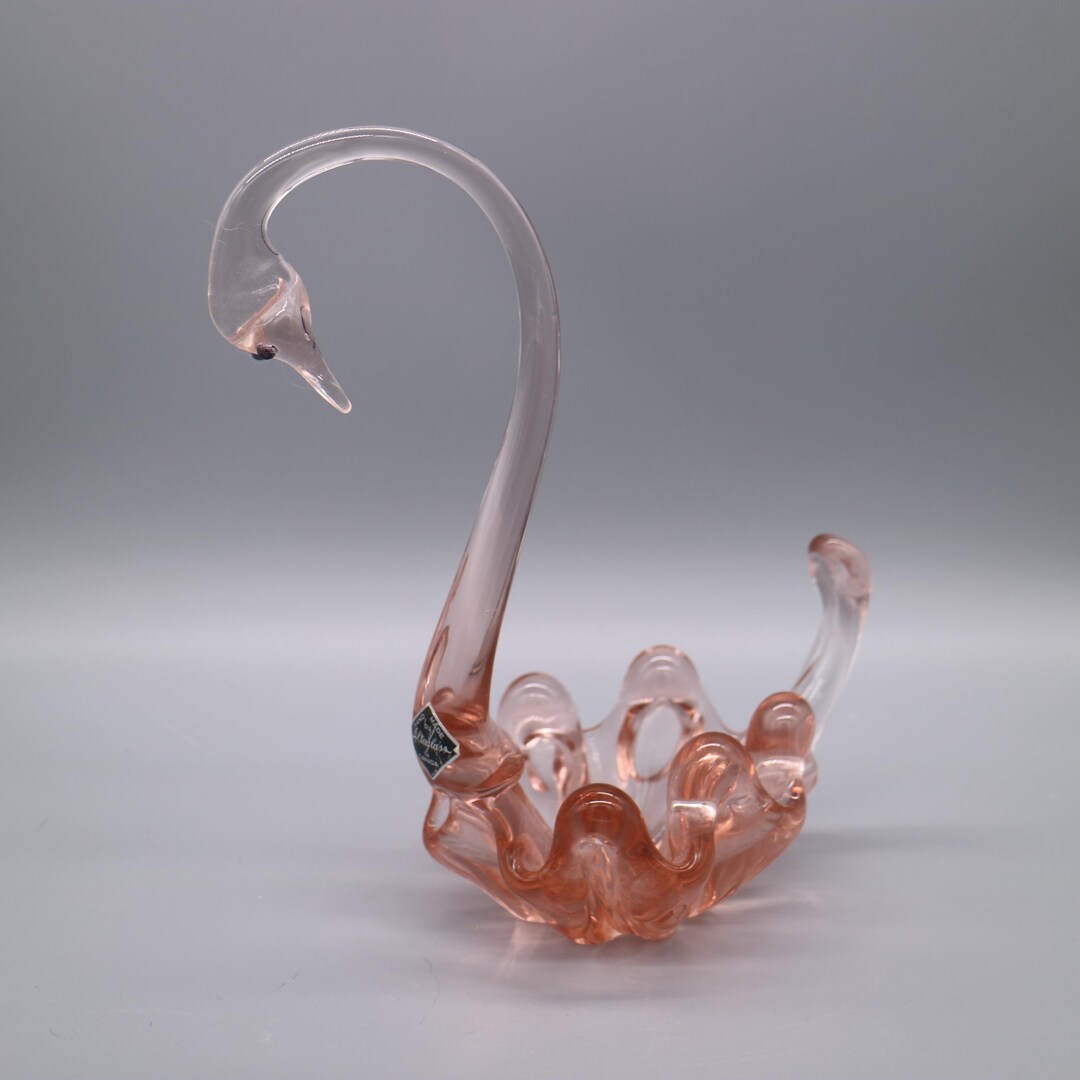 Vintage Murano Style Pink Crystal Glass Swan Figurine by Altaglass ...